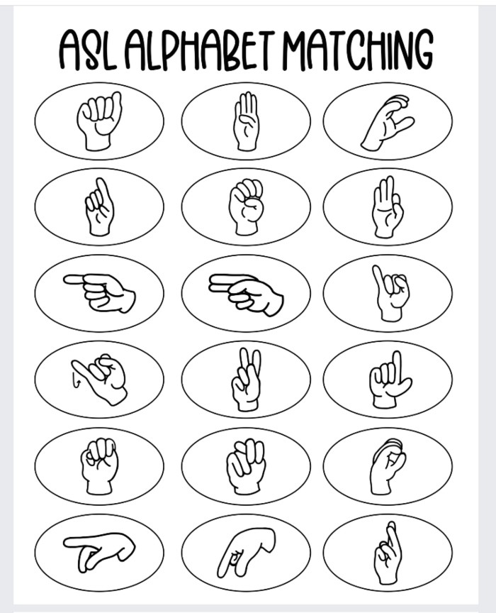ASL Alphabet Matching Worksheets