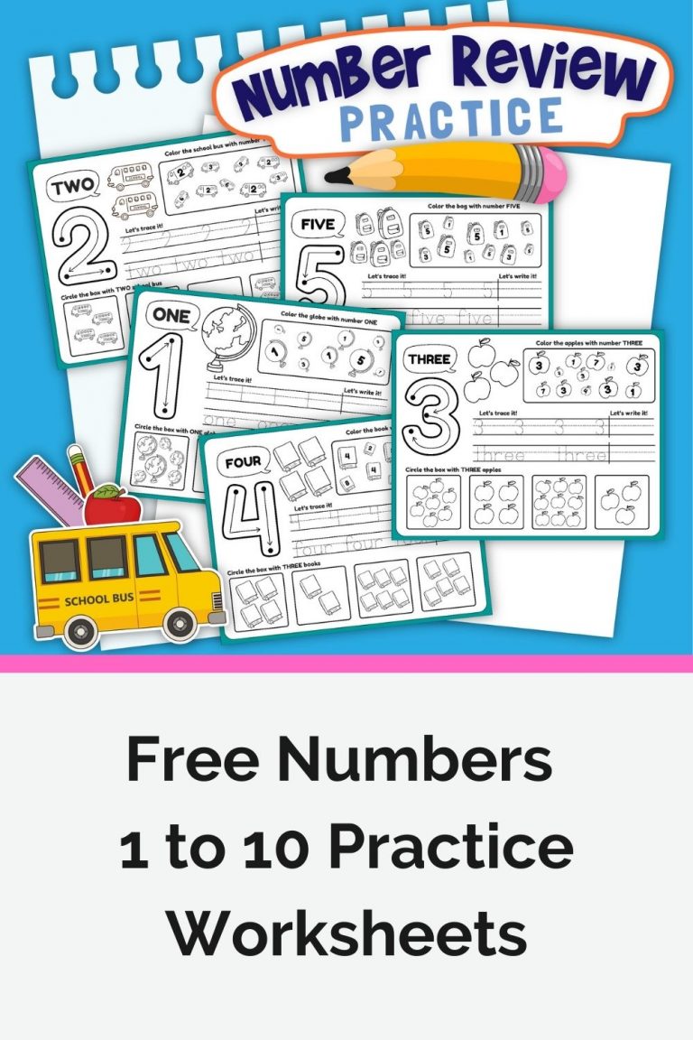Free Numbers 1 to 10 Practice Worksheets - Ice Cream n Sticky Fingers