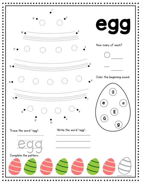 Free Easter Kindergarten Worksheets - Ice Cream n Sticky Fingers