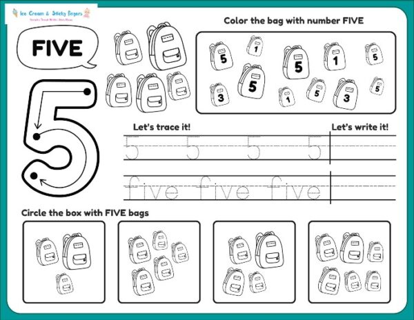 Free Numbers 1 to 10 Practice Worksheets - Ice Cream n Sticky Fingers