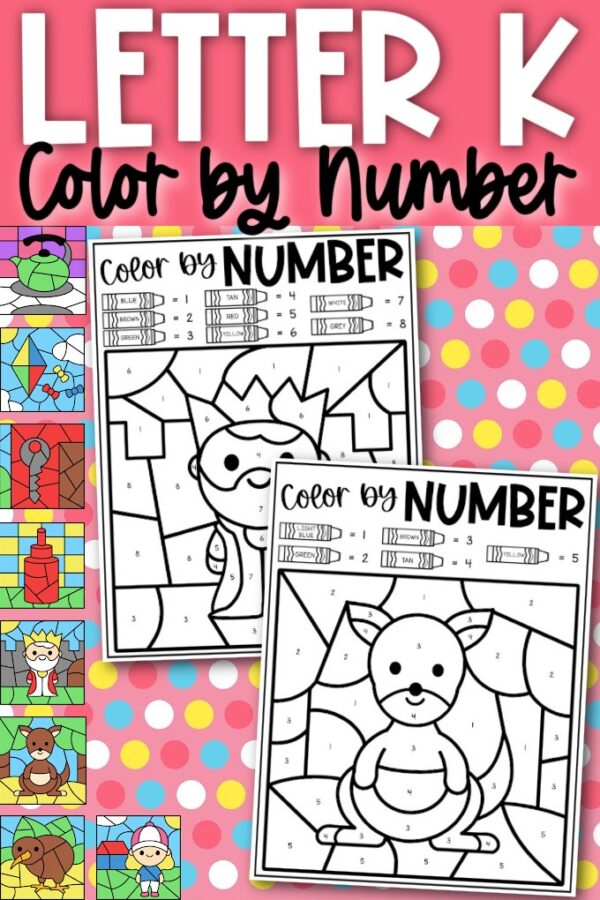 Letter K Color by Number Coloring Sheets - Ice Cream n Sticky Fingers