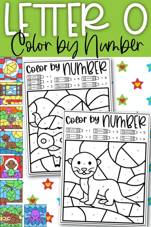 Letter O Color by Number Coloring Sheets - Ice Cream n Sticky Fingers