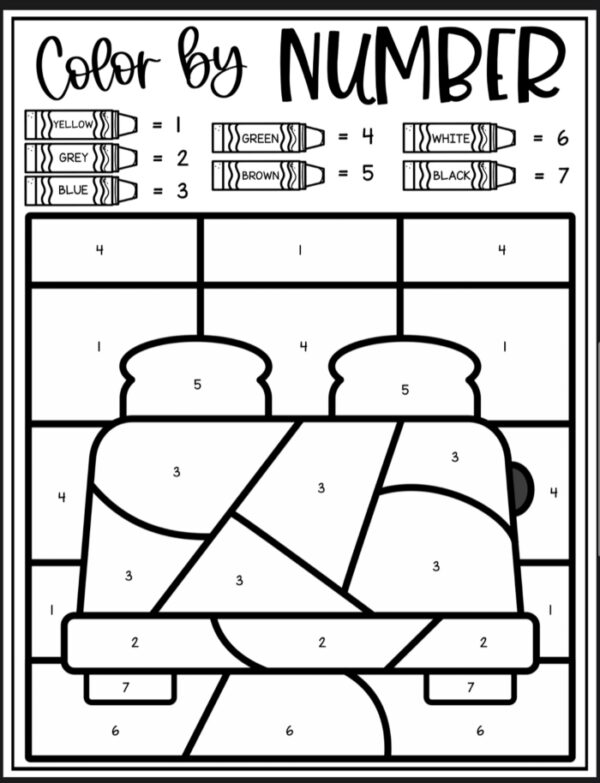 Letter T Color by Number Coloring Sheets - Ice Cream n Sticky Fingers