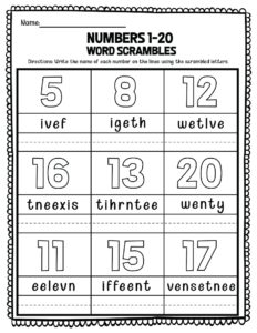 Number Words Worksheets for Kids - Ice Cream n Sticky Fingers