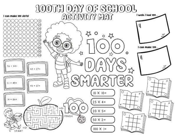 Free 100th Day of School Activity Mats - Ice Cream n Sticky Fingers
