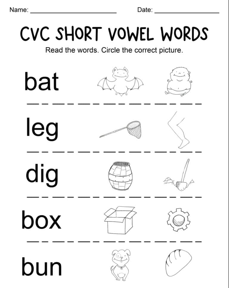 CVC Short Vowel Word Worksheets - Ice Cream n Sticky Fingers