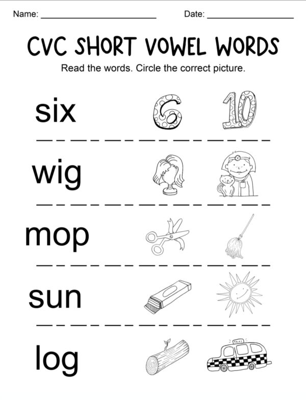 CVC Short Vowel Word Worksheets - Ice Cream n Sticky Fingers