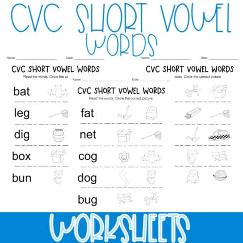 CVC Short Vowel Word Worksheets - Ice Cream n Sticky Fingers