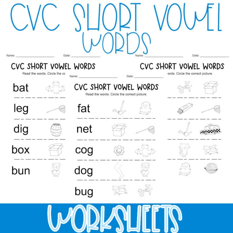 CVC Short Vowel Word Worksheets - Ice Cream n Sticky Fingers