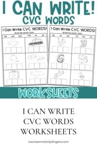 I Can Write CVC Words Worksheets - Ice Cream n Sticky Fingers