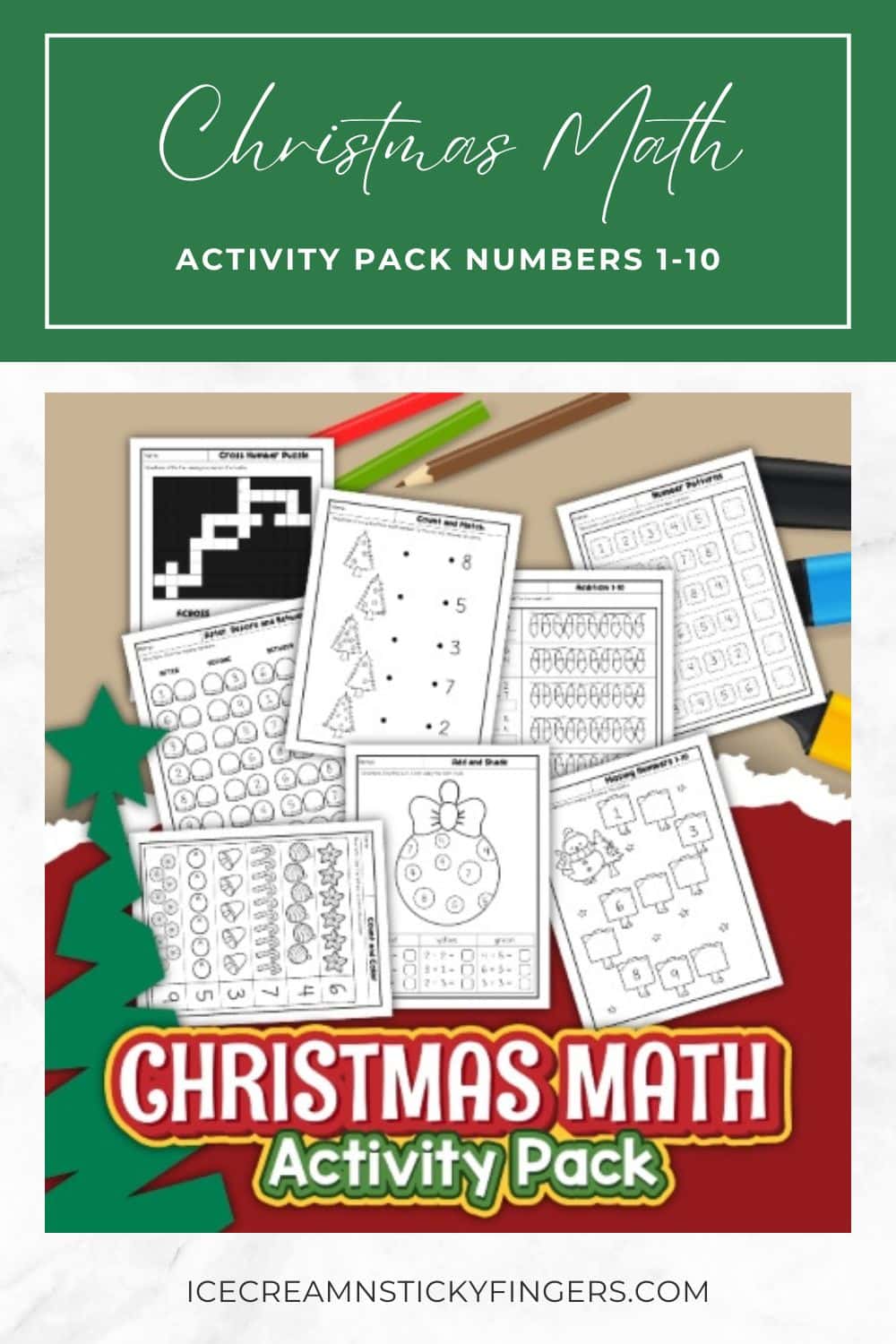 Christmas Math Activity Pack Numbers 1-10 - Ice Cream n Sticky Fingers